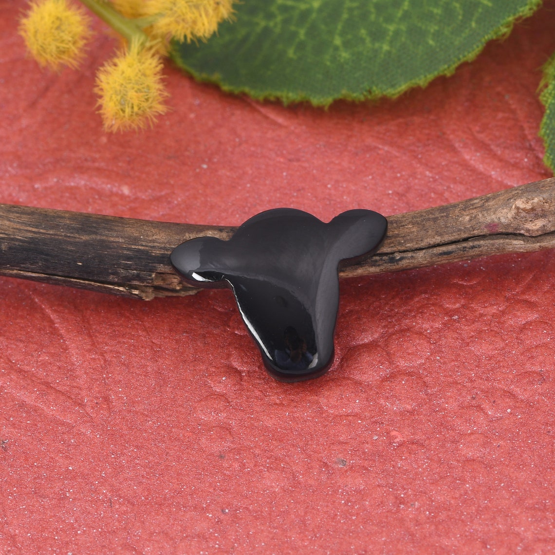 Cow Head Cabochon Back Flat Natural Black Onyx Gemstone, July Birth ...