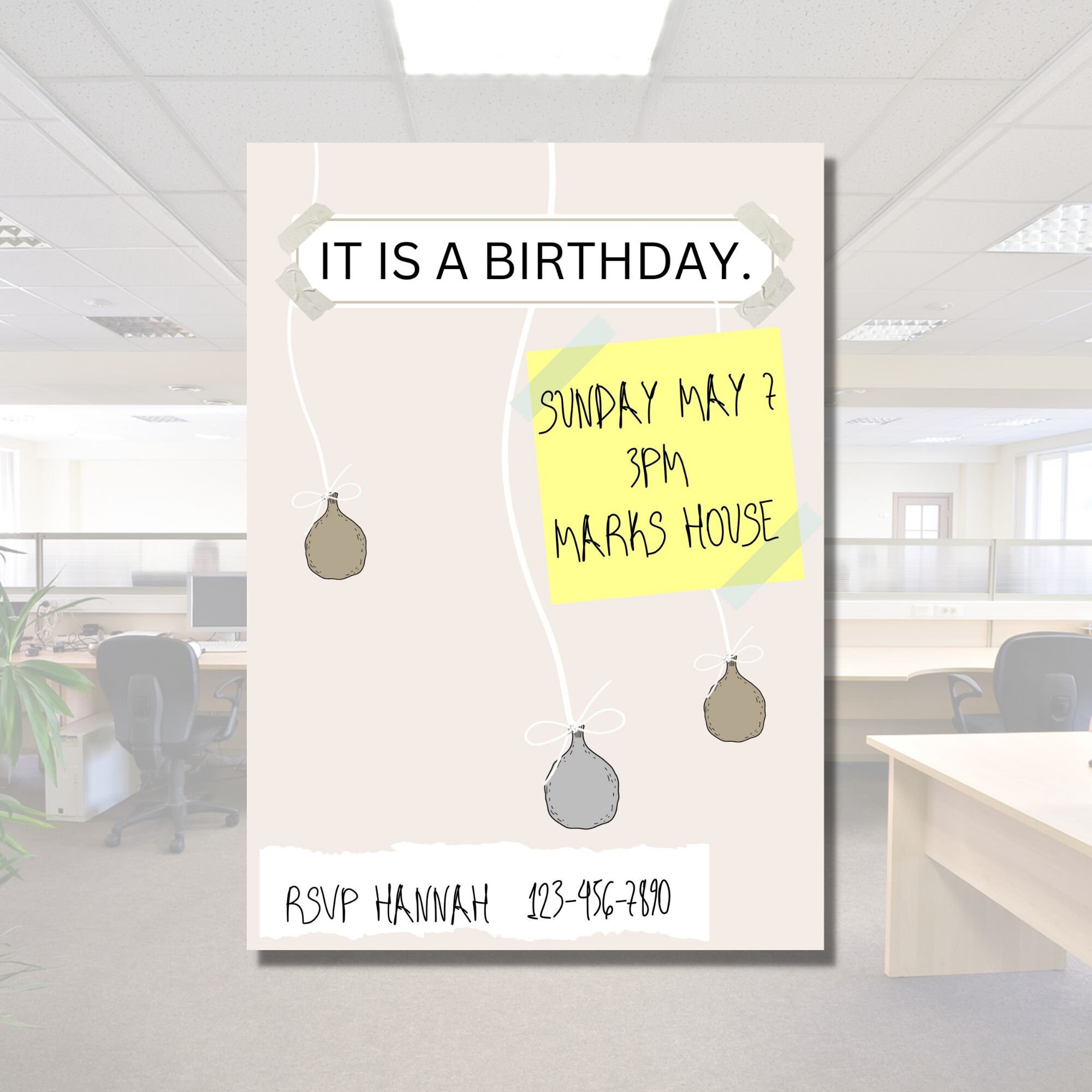 Office Birthday Party Invitation Template - Etsy