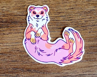 Fluffy Ferret Sticker / Cute Animal Sticker / Ferret Gift / Laptop ...