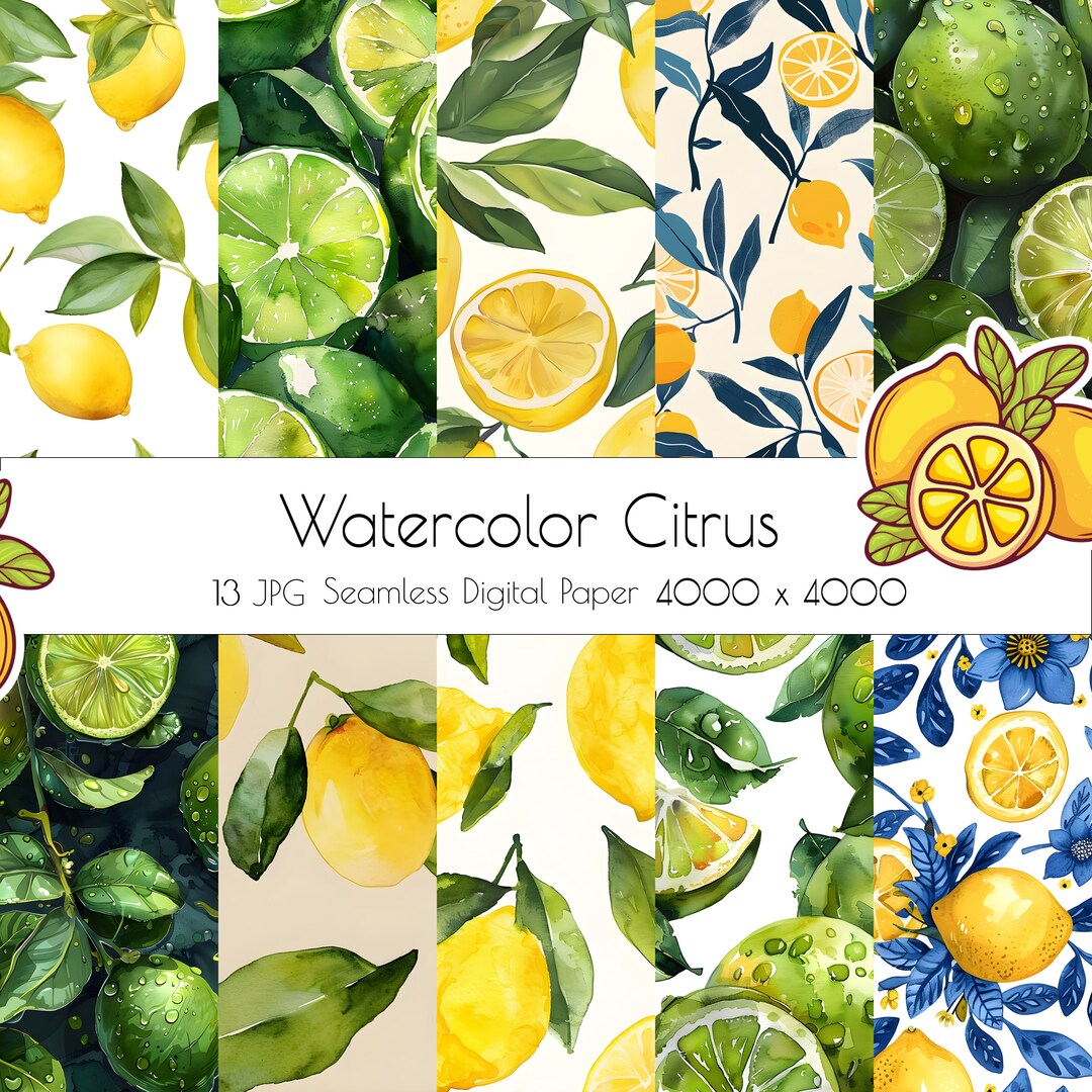 Digital Paper With Seamless Citrus. Seamless Citrus Pattern in ...
