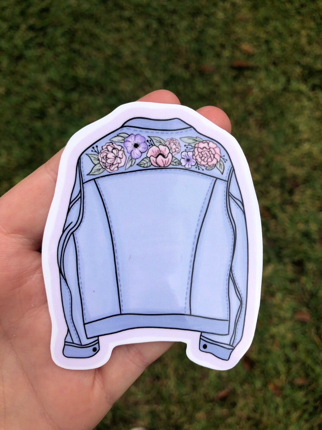 Jean Jacket Sticker Floral Sticker - Etsy