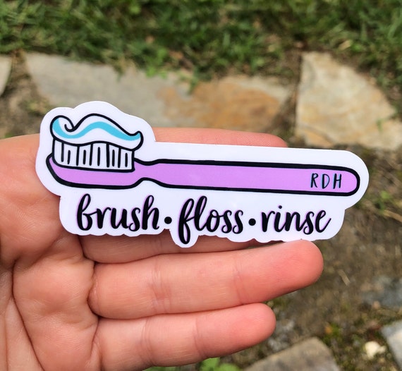 Toothbrush Sticker Dental Hygiene Sticker Brush Floss | Etsy