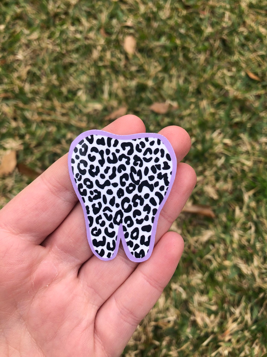 Cheetah Print Tooth Black and White Cheetah Print Tooth Dental Sticker ...