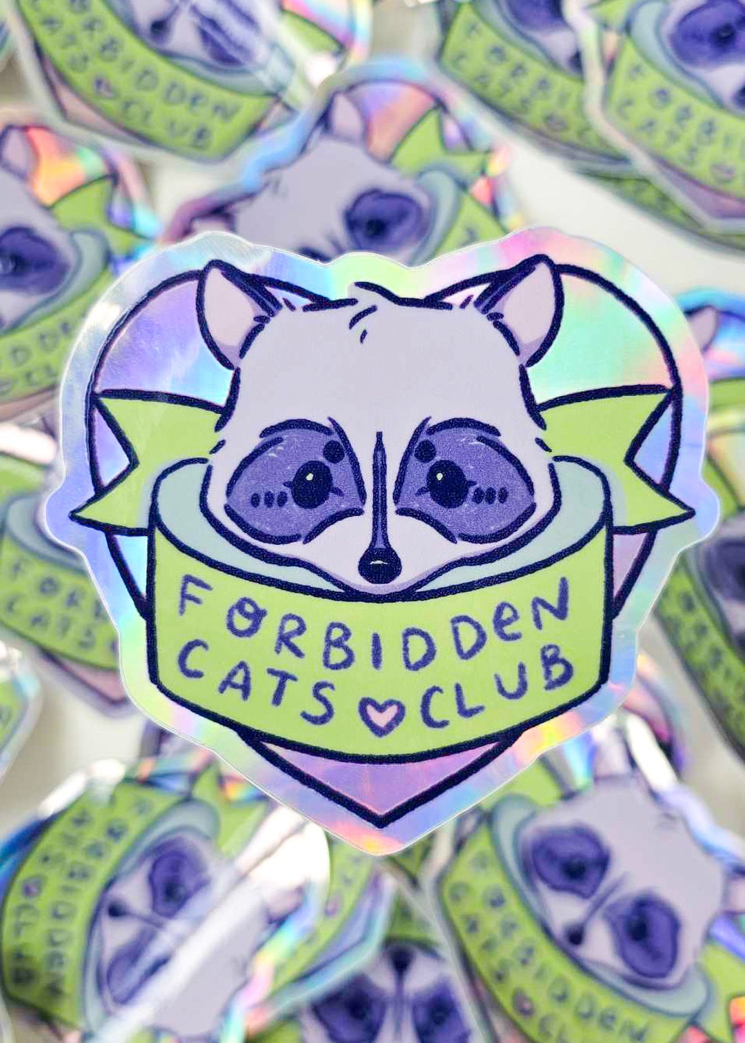 Forbidden Cats Club Holographic Raccoon Sticker - Etsy