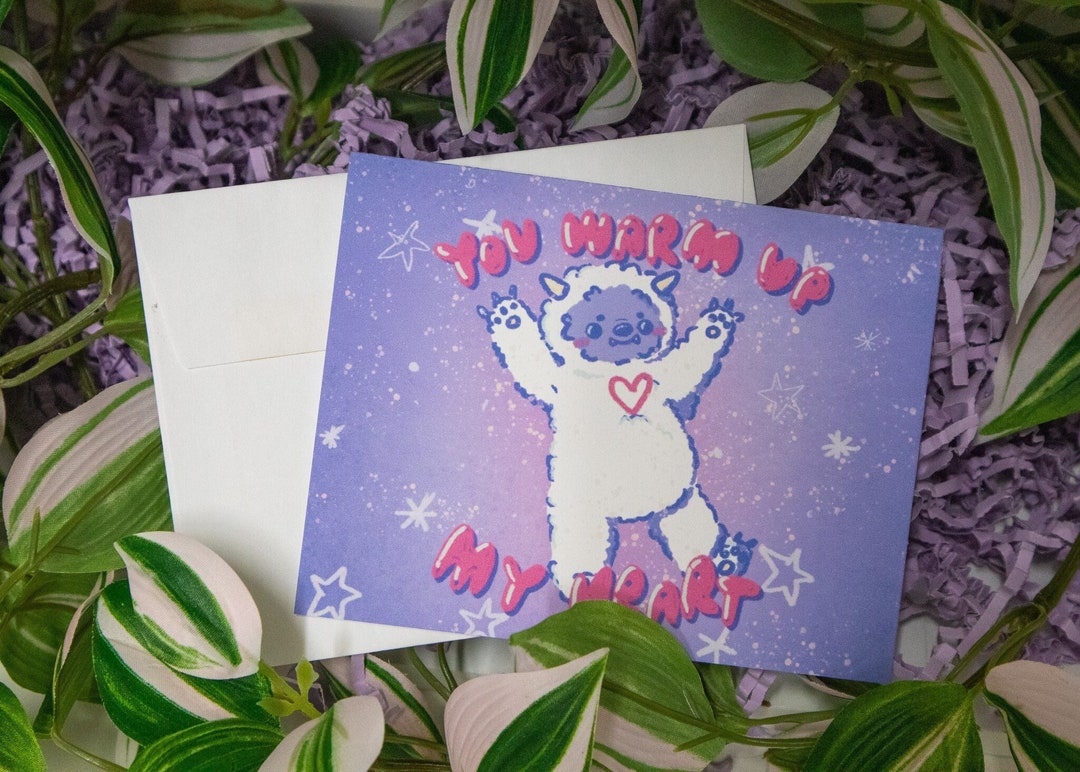 Cute & Cozy Valentine's Yeti Cryptid Greeting Card - Etsy