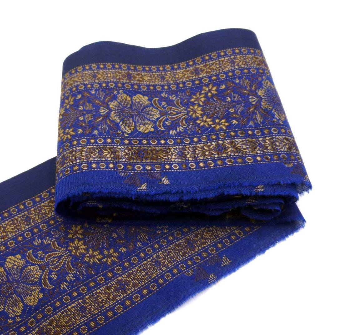 4 Metres of Indian Sari Royal Blue Trim. *floral Motif* Brocade Saree ...