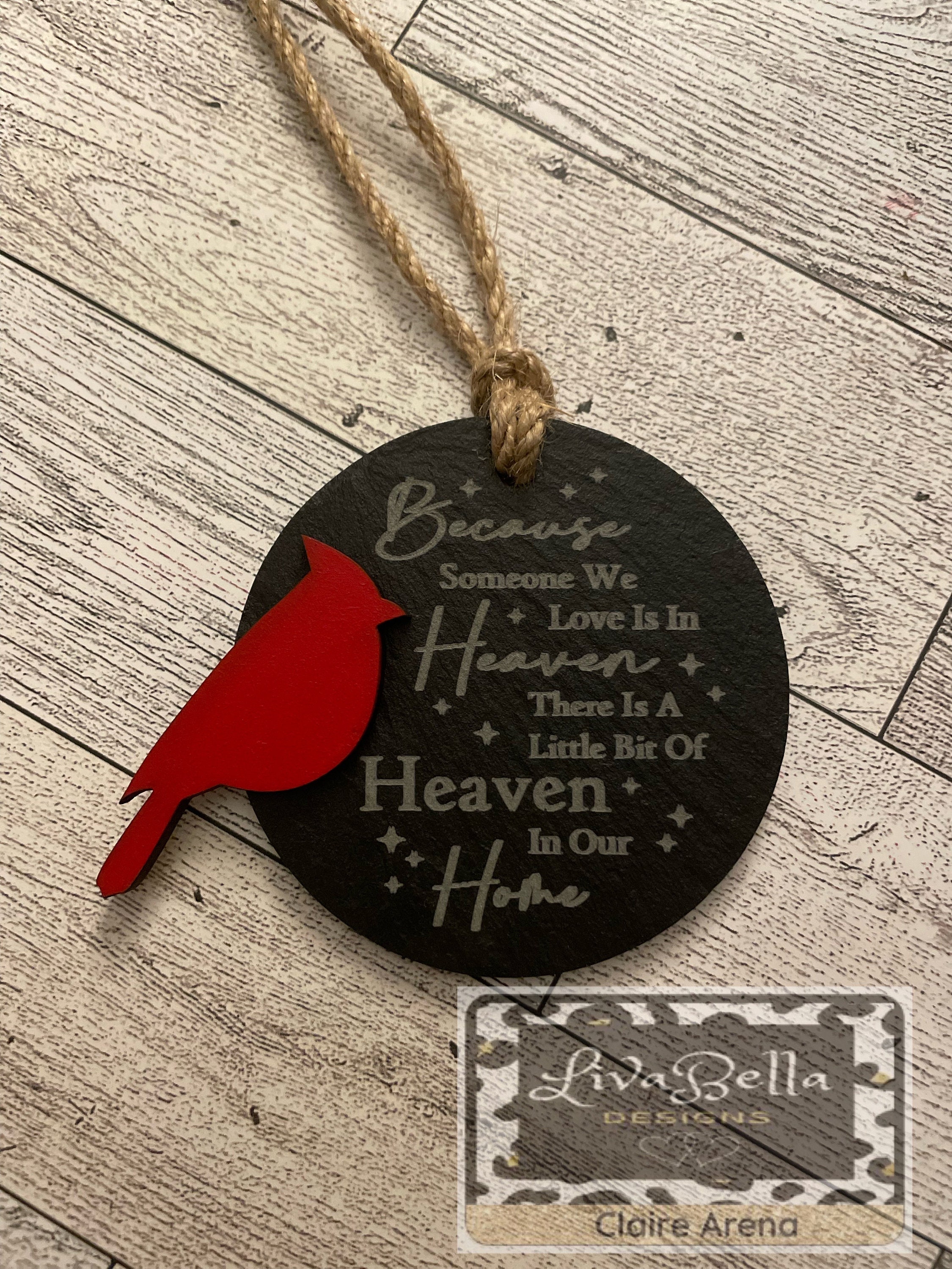 Cardinal Memorial Ornament Slate Engraved Heaven Home Christmas Decor ...