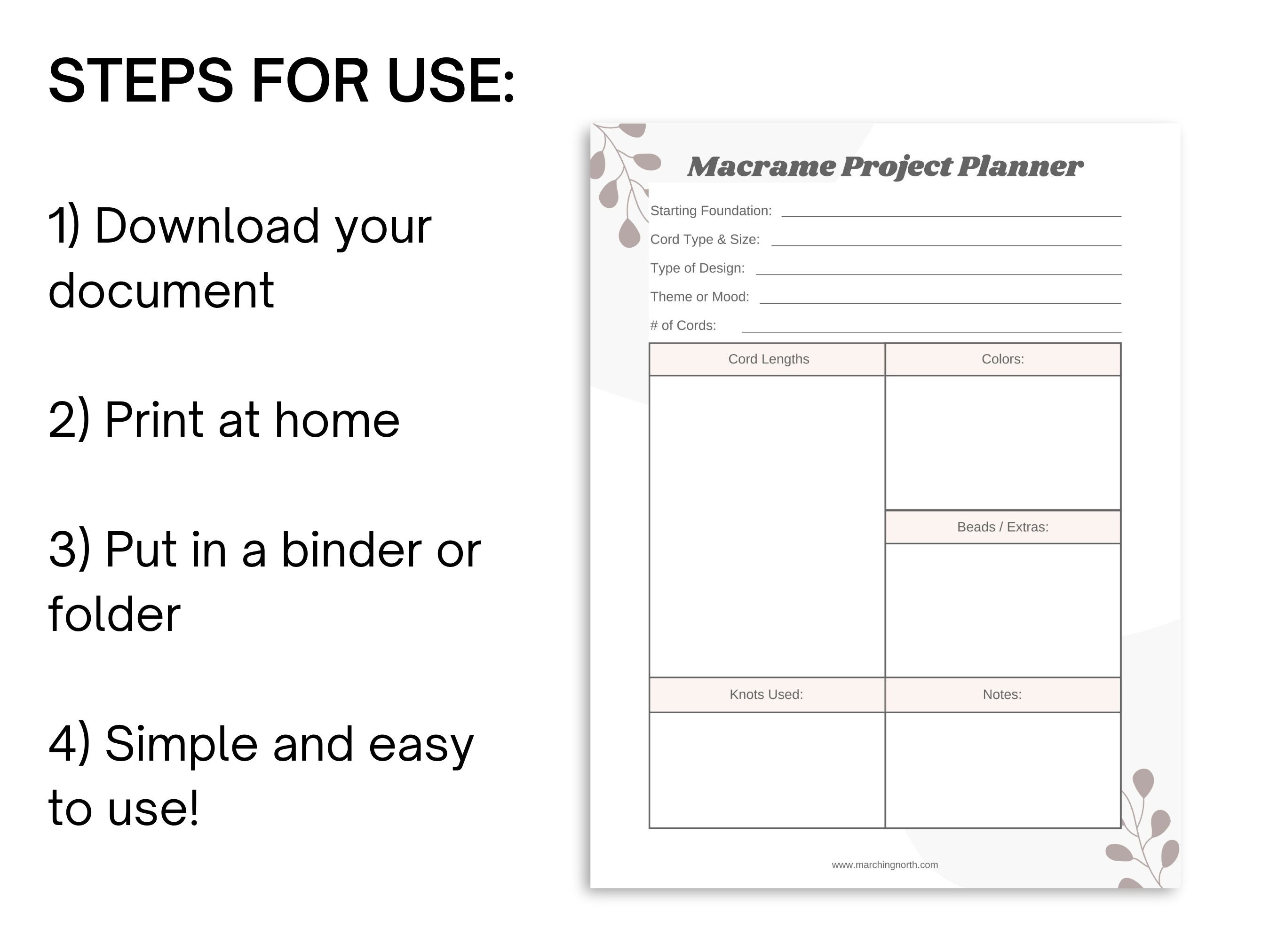 Macrame Project Planner - *DIGITAL PDF PLANNER* - Printable Craft Planner - Project Tracker - Etsy