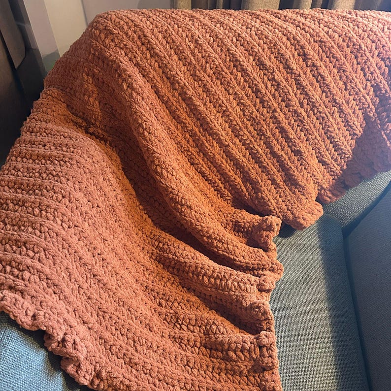 Chunky Crochet Throw Blanket With Easy Ruffle Border *DIGITAL PDF ...