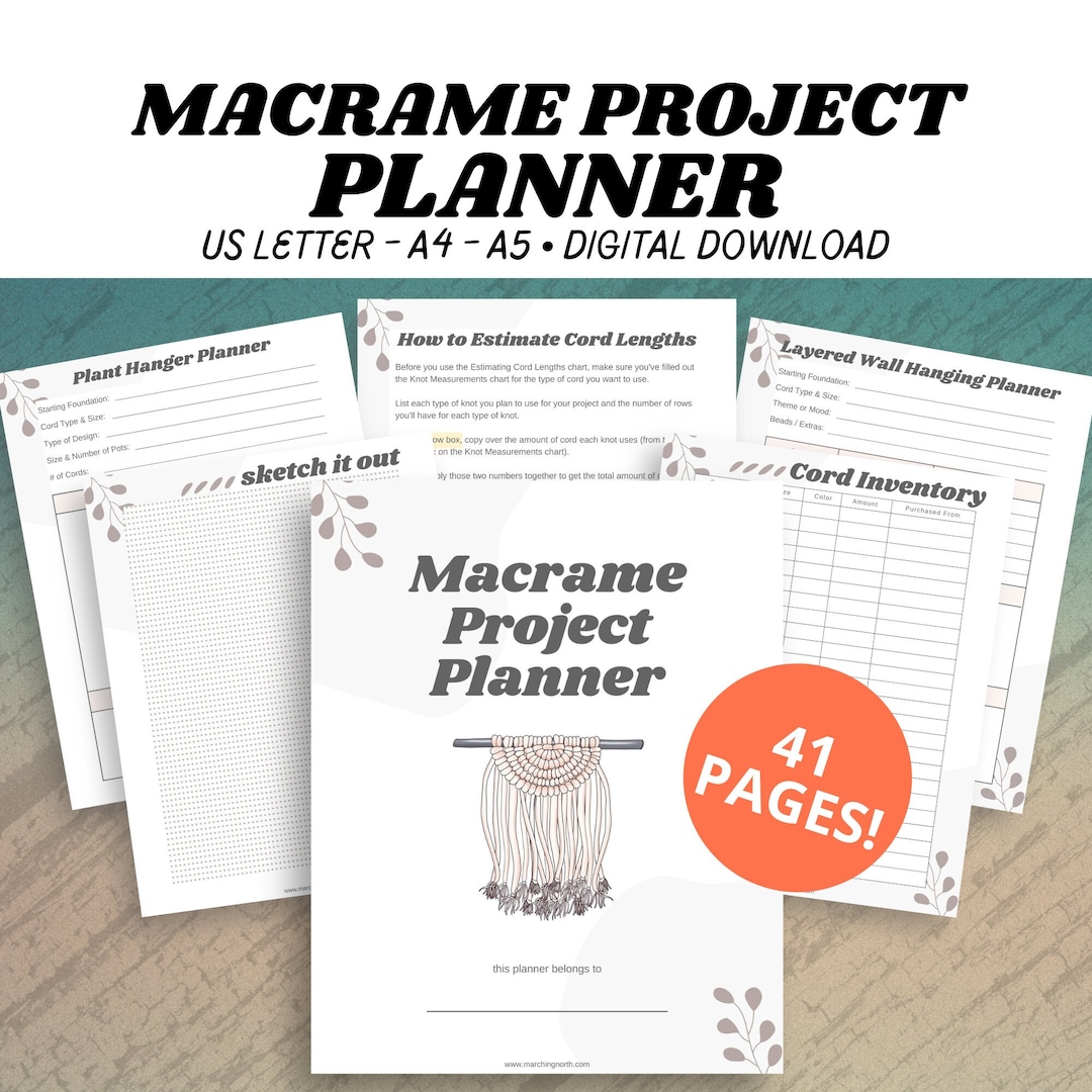 Macrame Project Planner - *DIGITAL PDF PLANNER* - Printable Craft Planner - Project Tracker - Etsy