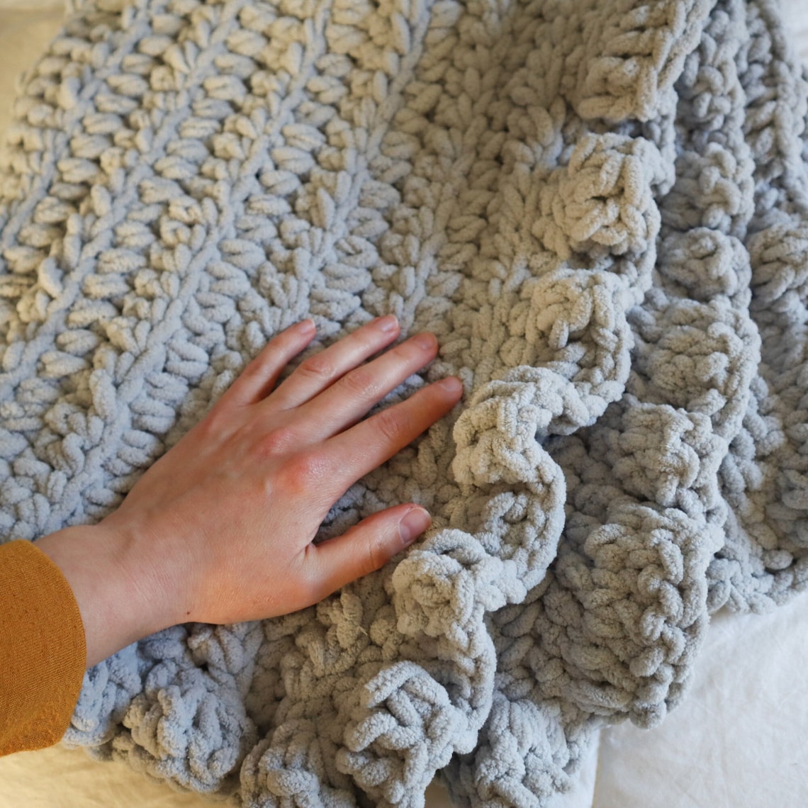 Chunky Crochet Baby Blanket With Ruffle Border *DIGITAL PDF PATTERN ...