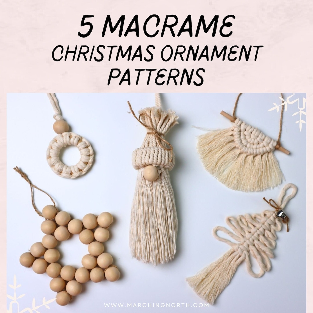 5 Macrame Christmas Ornaments *DIGITAL PDF PATTERN* | Printable Macrame ...