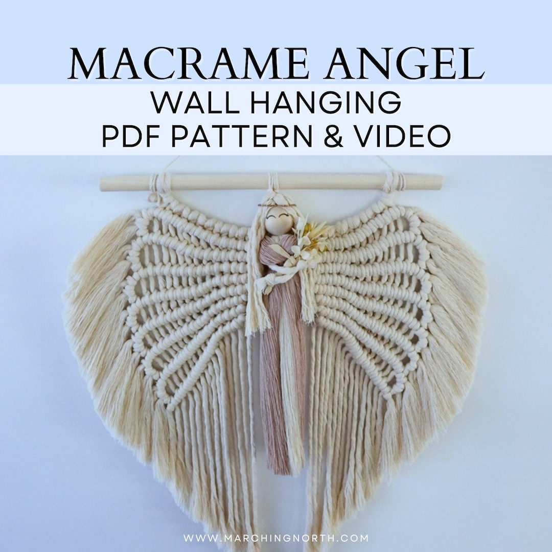 Macrame Angel Wings Wall Hanging Pattern | DIY Macrame Pattern | Written PDF and Video Tutorial ...