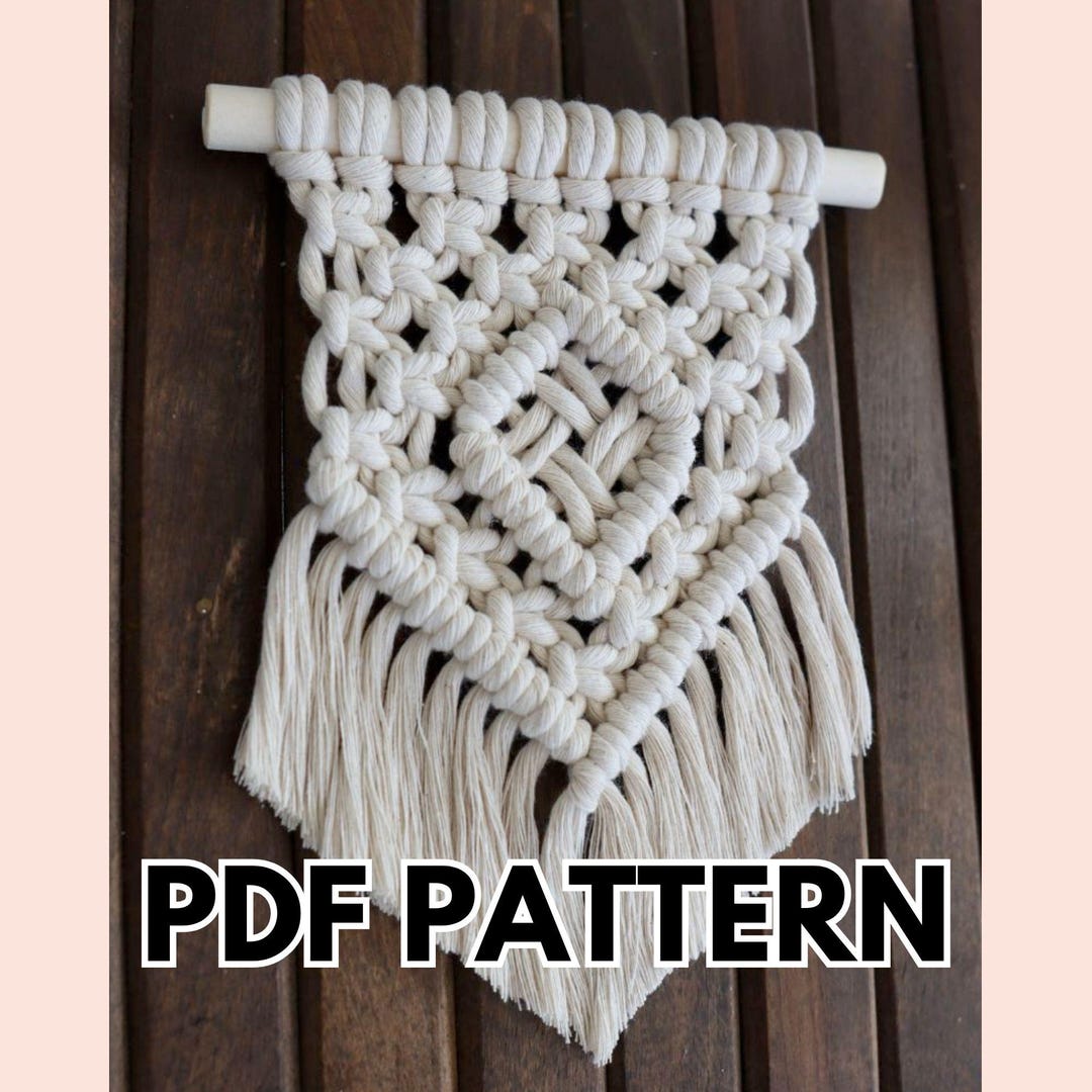 Auda | Mini Macrame Wall Hanging Pattern – Woven Diamond Design – Easy DIY Macrame PDF With ...