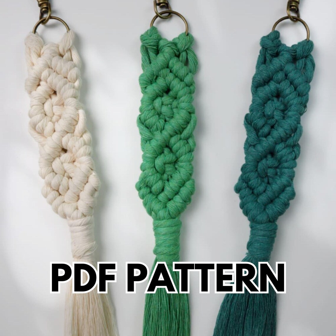 Double Diamond Macrame Keychain Pattern – Boho DIY Keychain – Macrame ...
