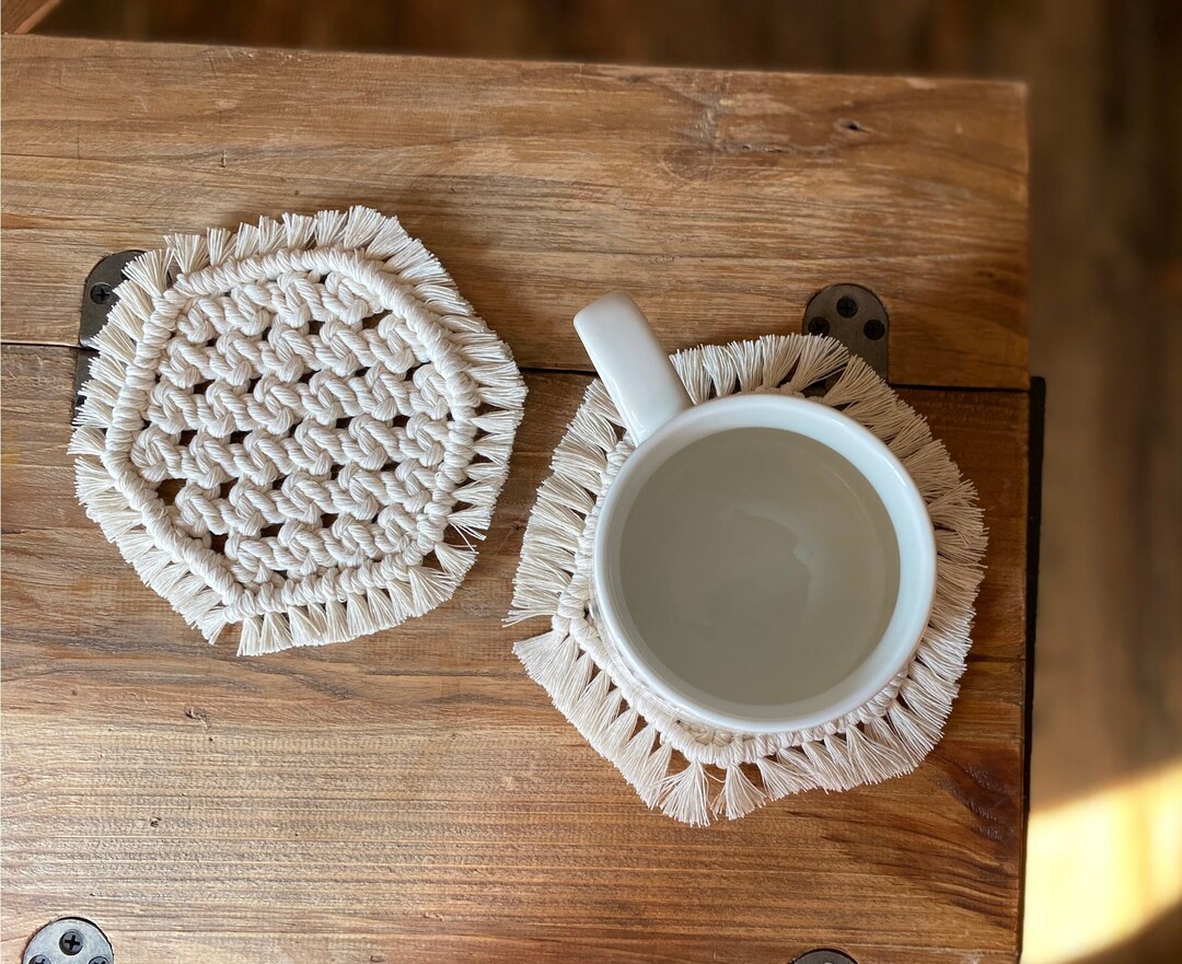 Hexagon Macrame Coasters *DIGITAL PDF PATTERN* | Macrame Mug Rug ...