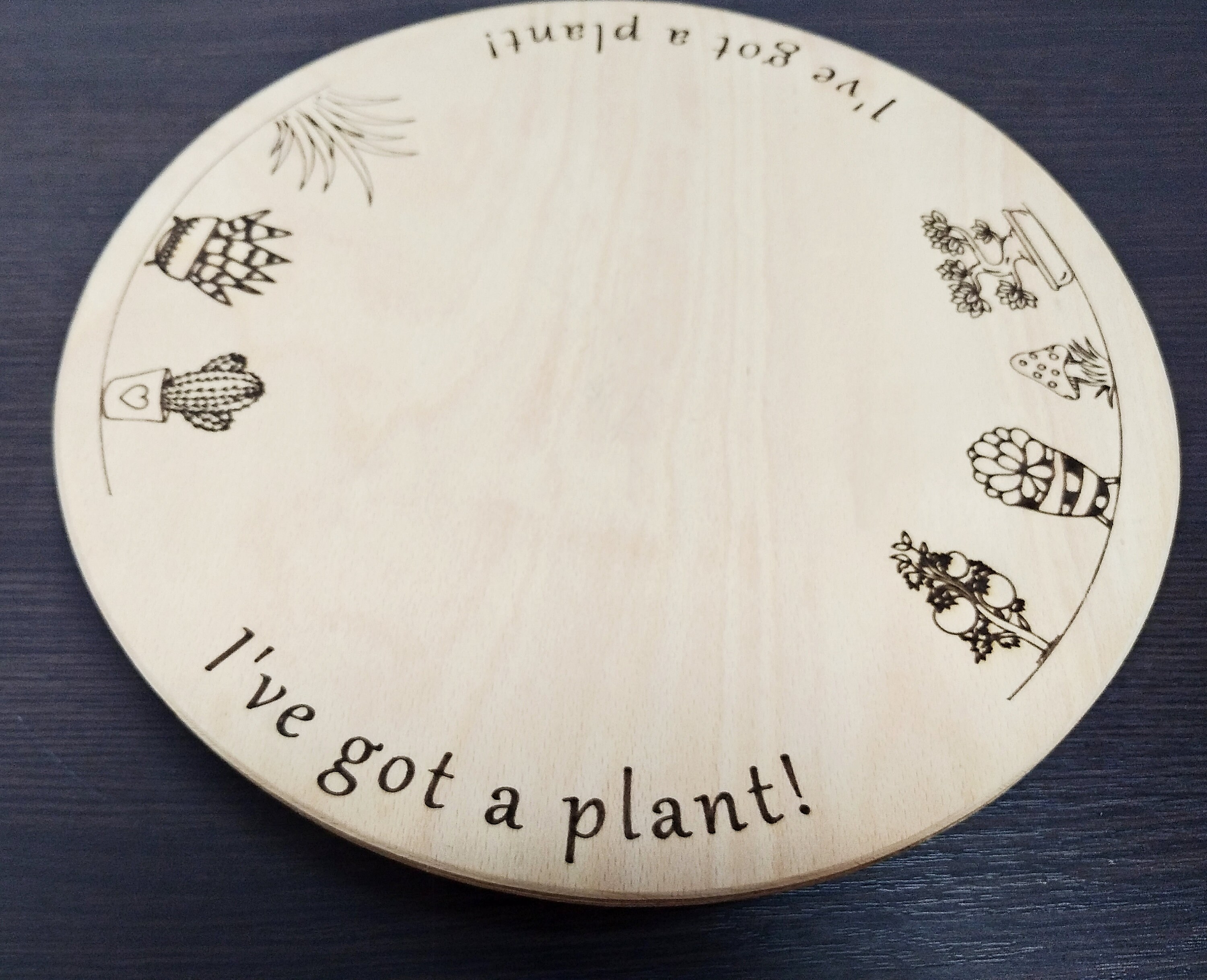 Planter Cart Engraved Plant Stand Portable Trolley Three Casters Cart ...