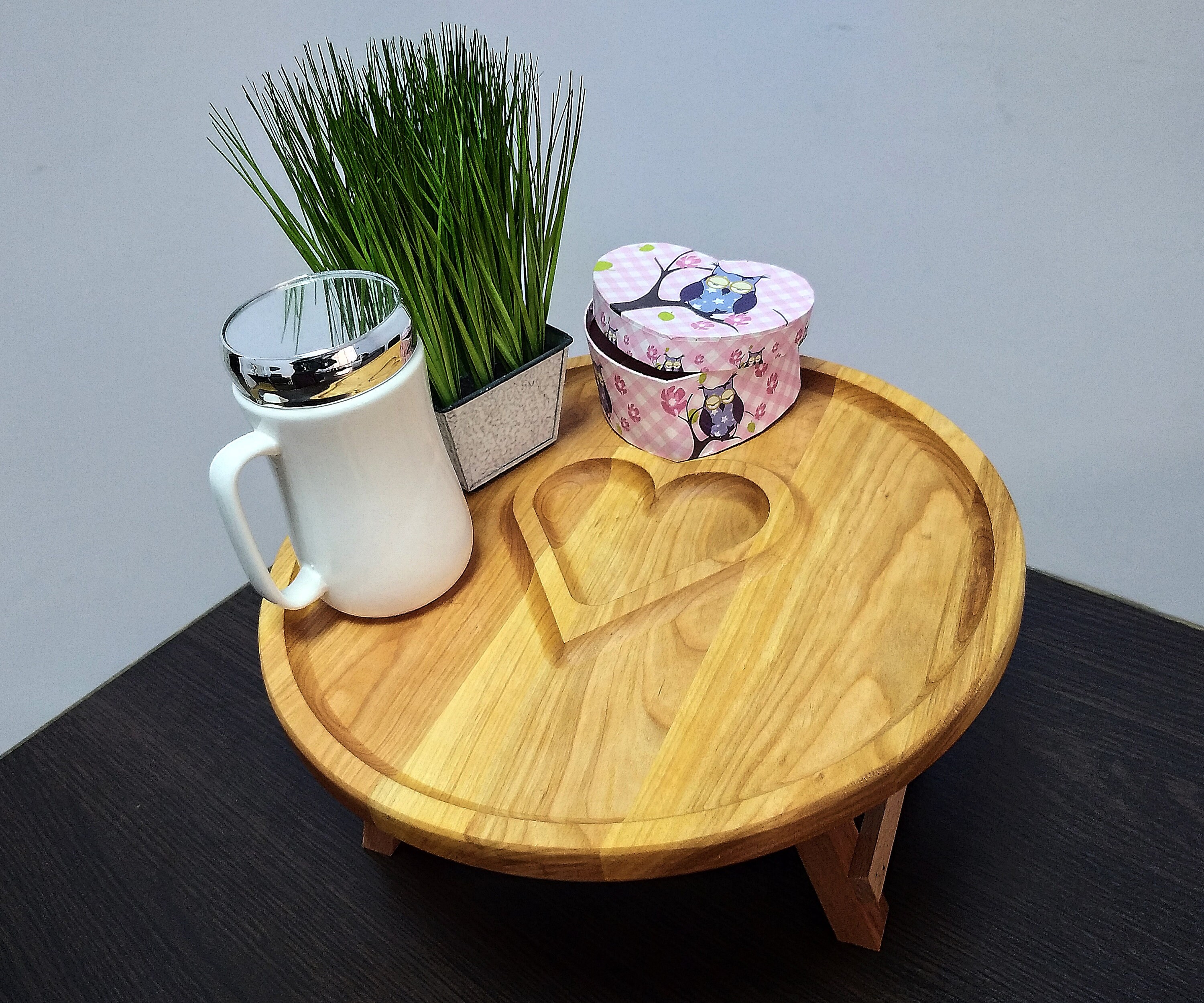 Folding Serving Tray Large Wooden Tray Table 13.5" Portable Breakfast ...