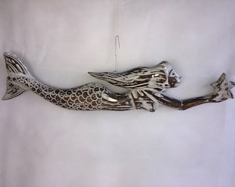 Carved wood mermaid | Etsy