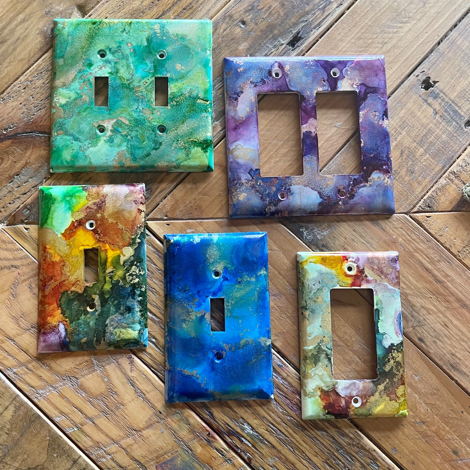 Custom Made to Order Alcohol Ink Light Switch Plates Switchplates ...