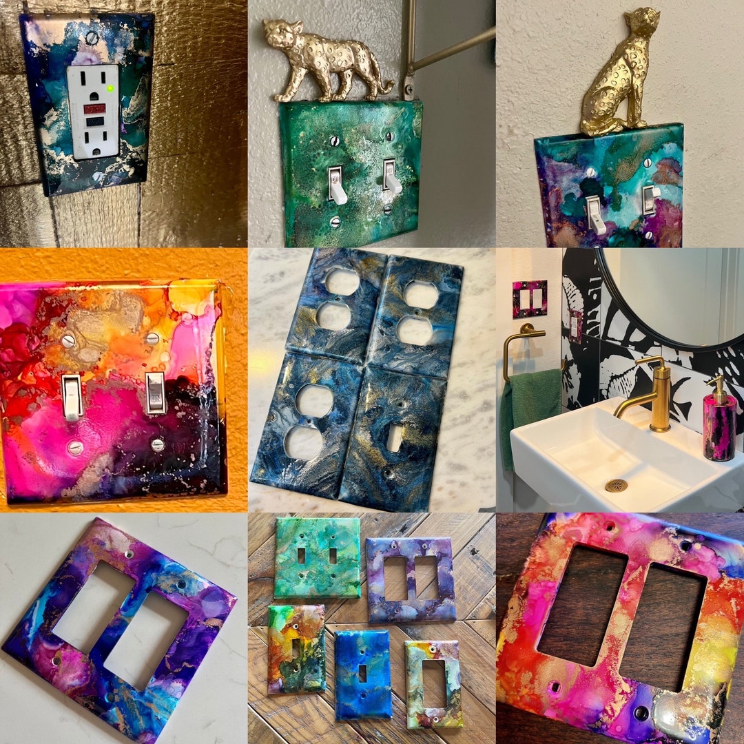 Custom Made to Order Alcohol Ink Light Switch Plates Switchplates ...
