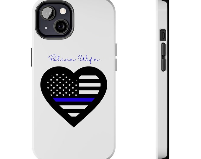 Thin Blue Line Police Wife Mom Girlfriend, Heart Case Cover for iPhone ...
