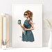 Digital Watercolor Illustration Fashion Girl Black Dress Stylish ...