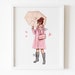 Digital Watercolor Illustration Fashion Girl Pink Trench Coat Stylish ...