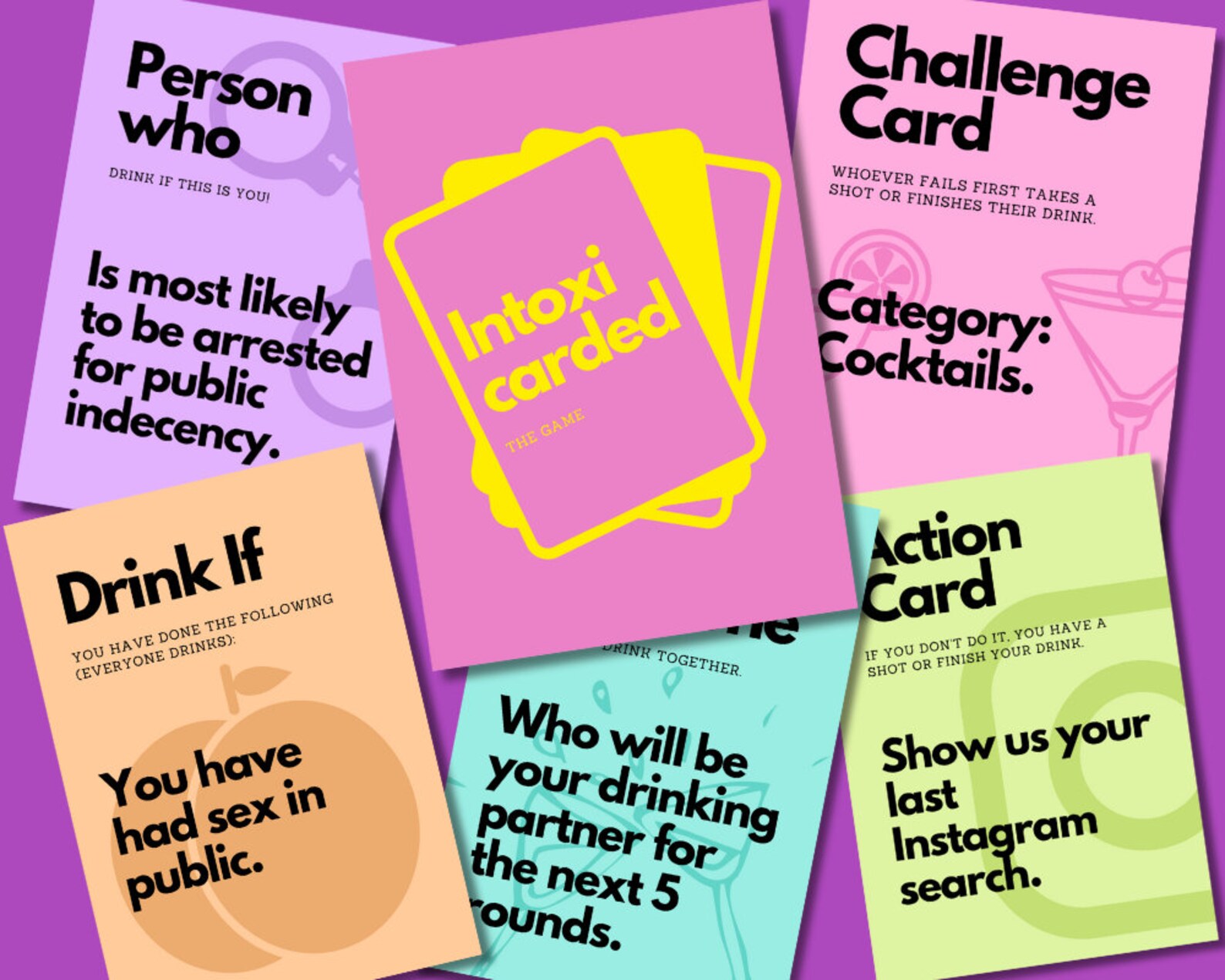 Intoxi-carded Drinking Game | Party Card Game | Drinking Card Game ...
