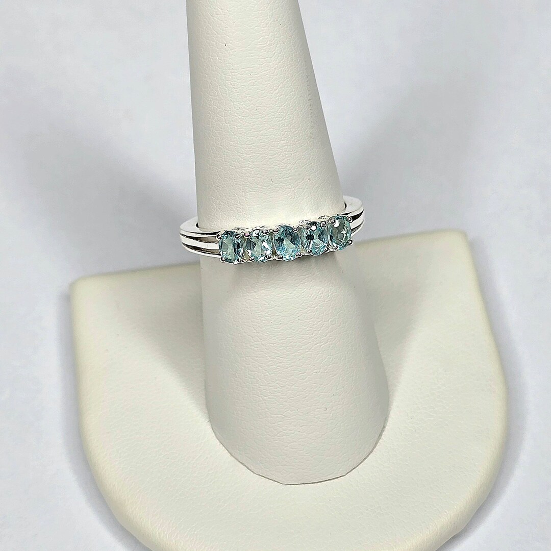 Vintage STS Sterling Silver & Blue Gemstone Ring - Etsy