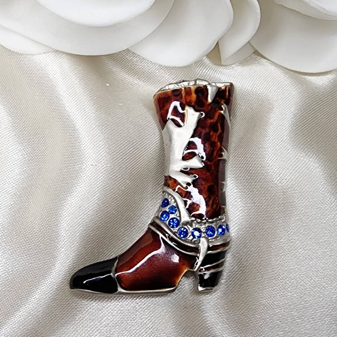 Vintage Enamel Over Metal Figural Cowboy Boot Brooch - Etsy