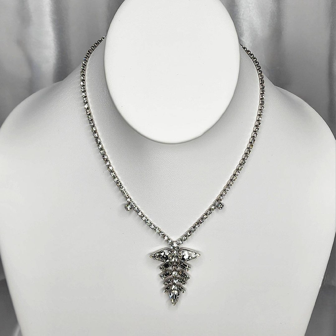 1950s Jay Flex Sterling Rhinestone Necklace - Etsy