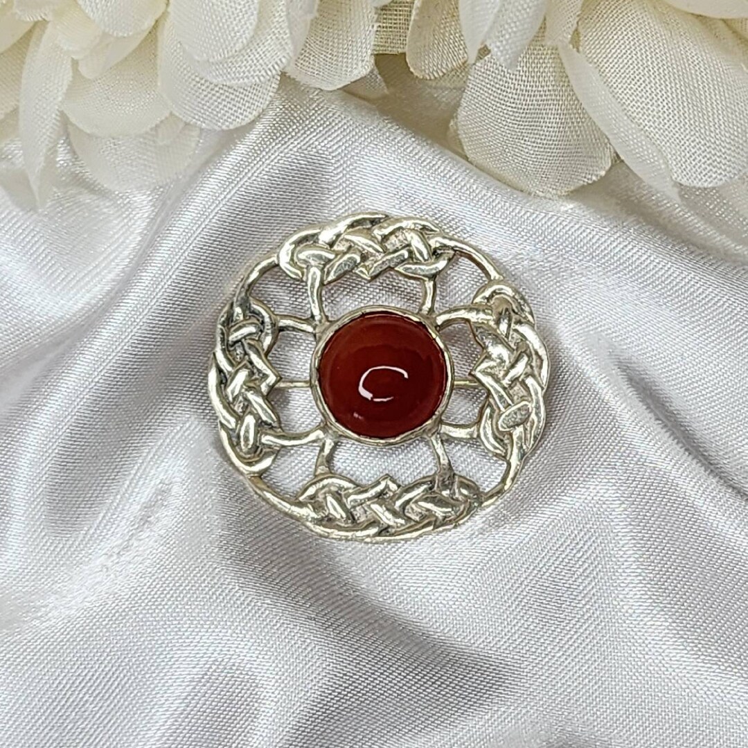 1960's James Coull Ltd. Sterling Silver & Carnelian Scottish Celtic ...