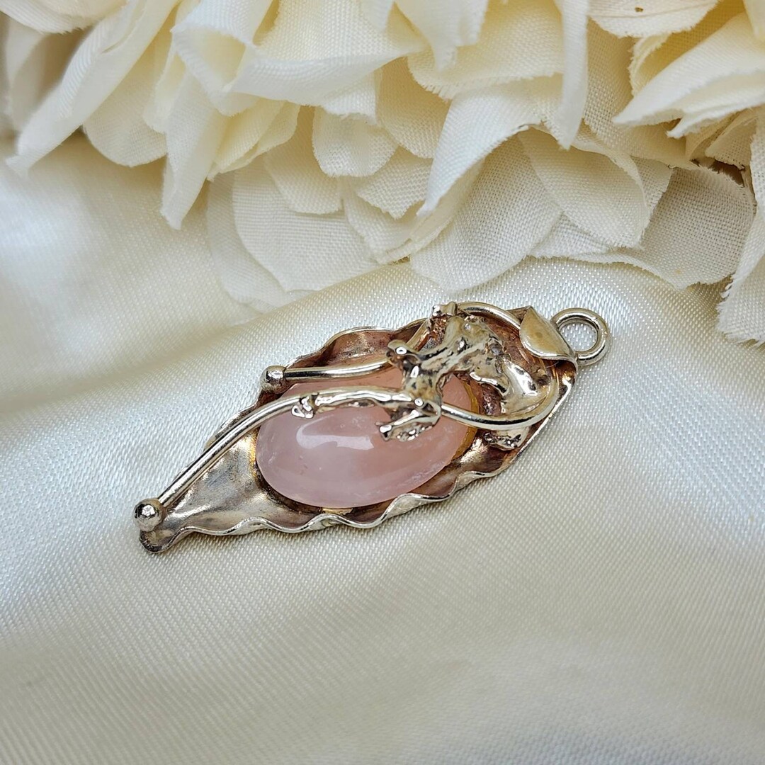 Vintage MEL Silver Tone Rose Quartz Pendant - Etsy Canada