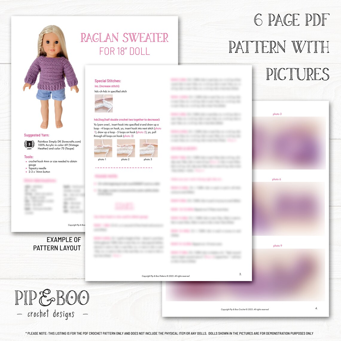 CROCHET PATTERN - 18" Doll Simple Sweater Crochet Pattern, Raglan ...