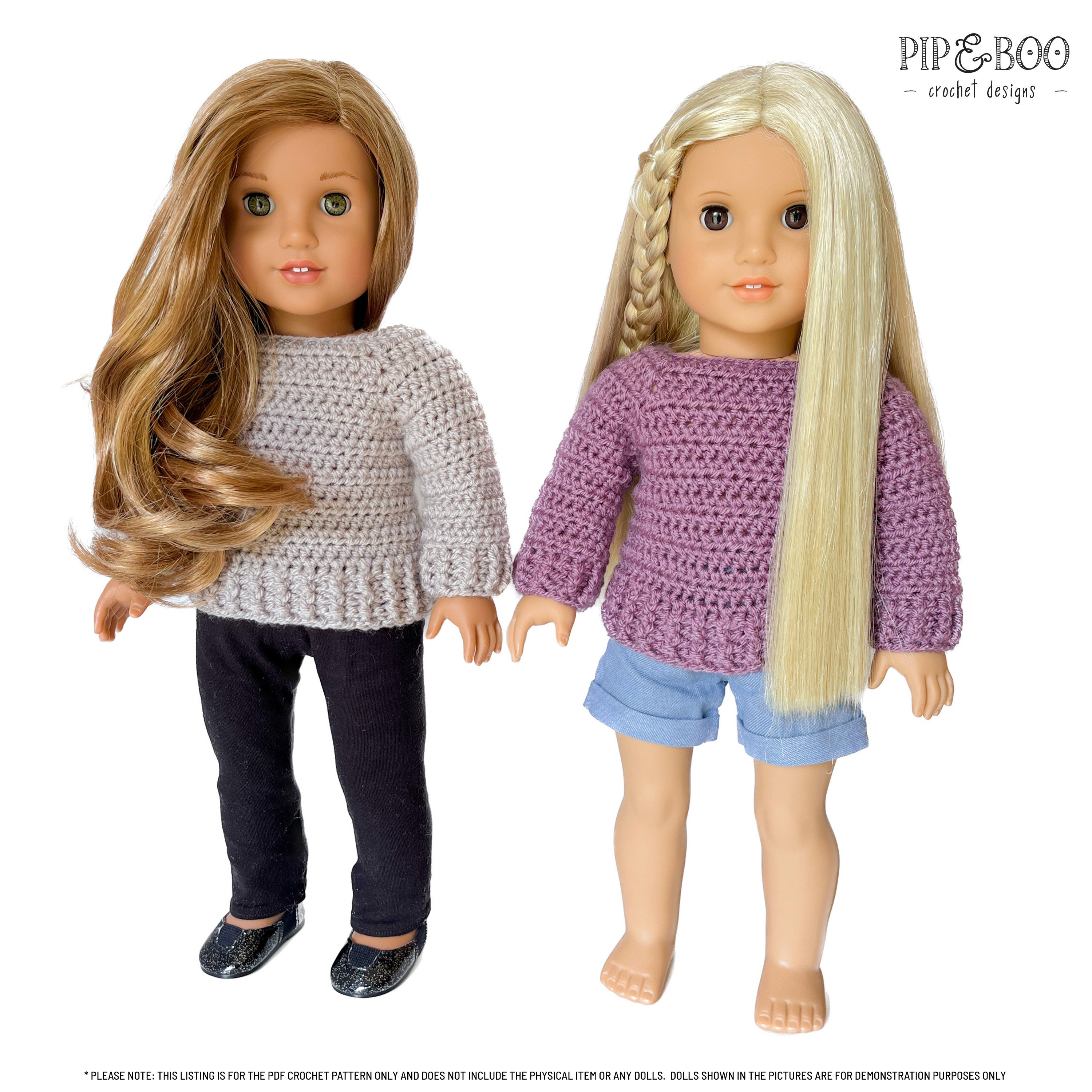 CROCHET PATTERN - 18" Doll Simple Sweater Crochet Pattern, Raglan ...