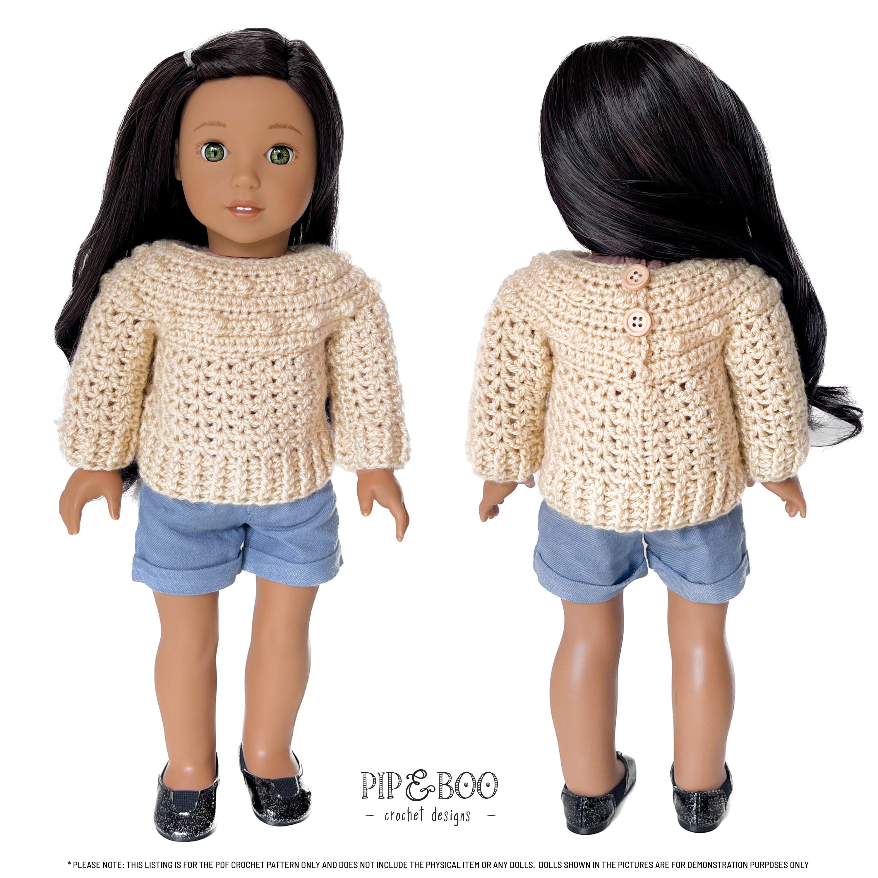 CROCHET PATTERN - 18" Doll Crochet Top Pattern, Crochet Sweater Pattern ...