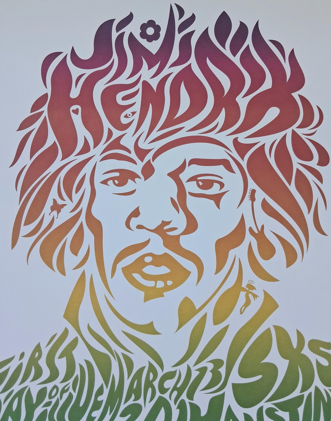 Jimi Hendrix USPS Poster, Music Icons, SXSW Austin TX (16x22) - Etsy