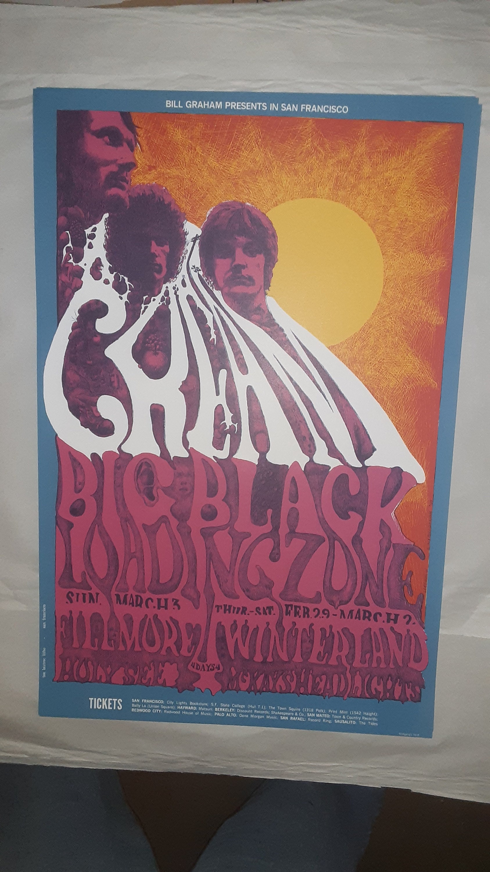 1968 Cream at Winterland Original Concert Poster by Lee Conklin 3rd ...