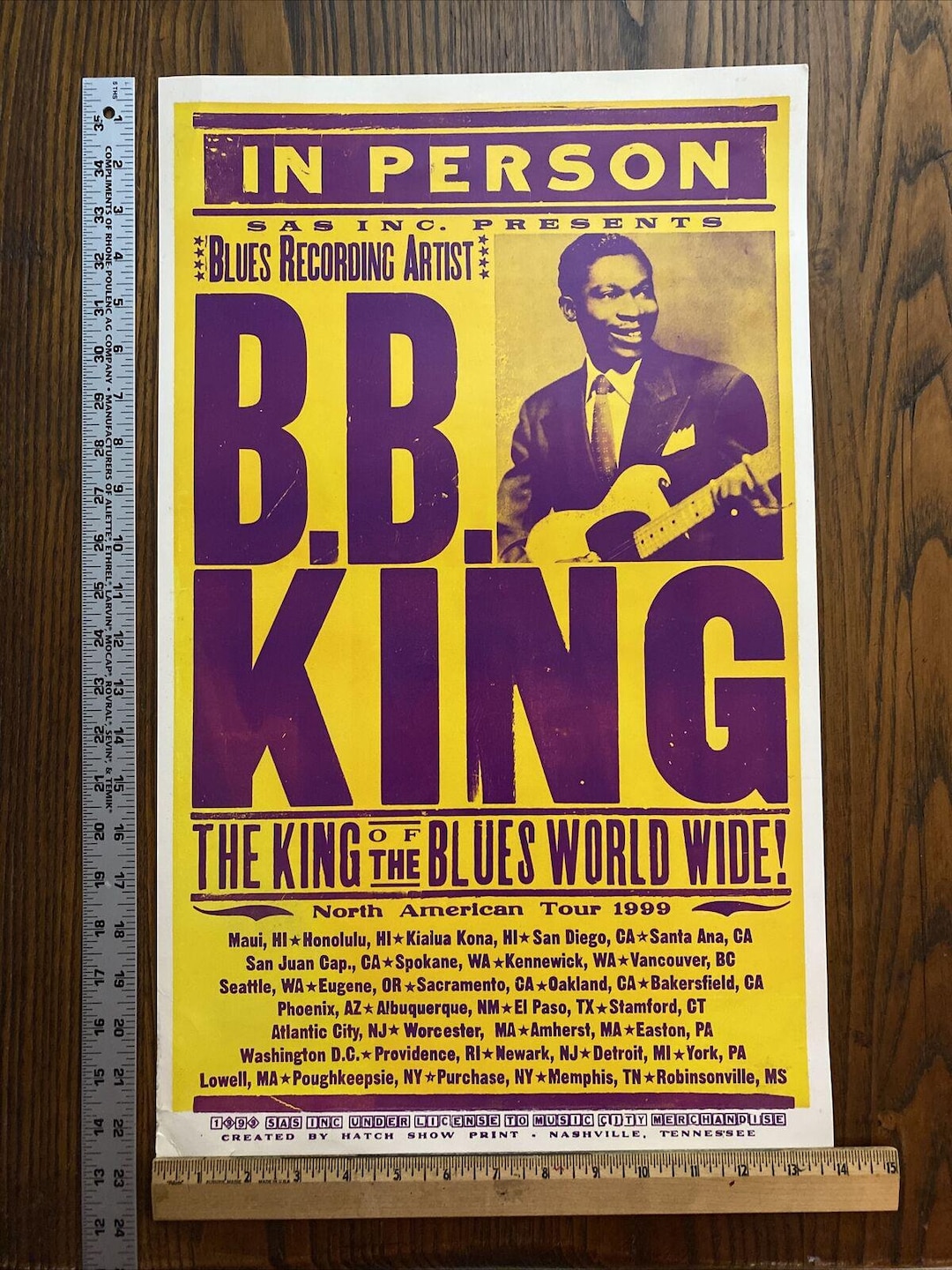 1999 BB King Tour Original Hatch Show Print Original Concert Poster - Etsy