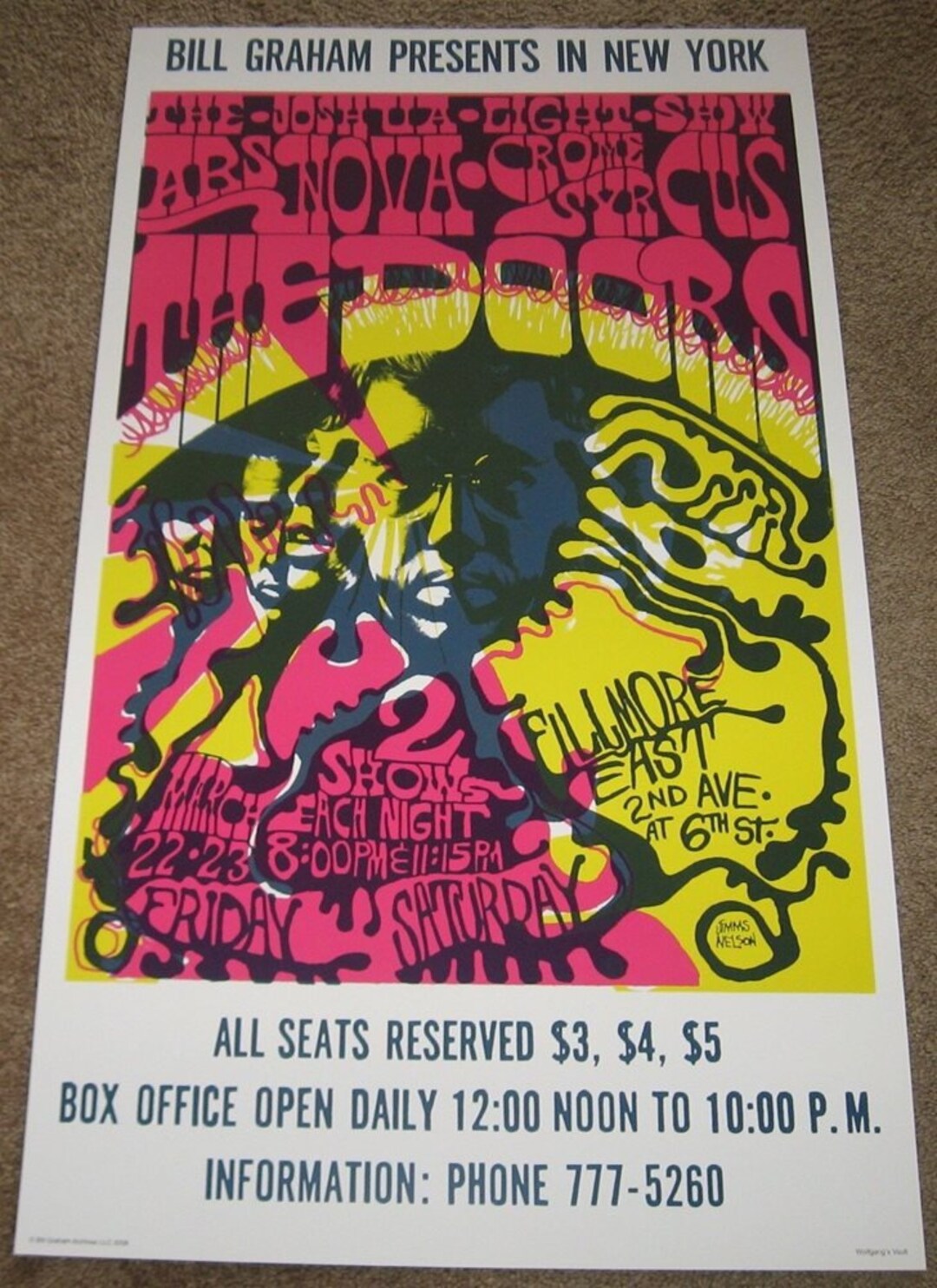 1968 the Doors Ars Nova Crome Syrcus Fillmore East Original Concert ...