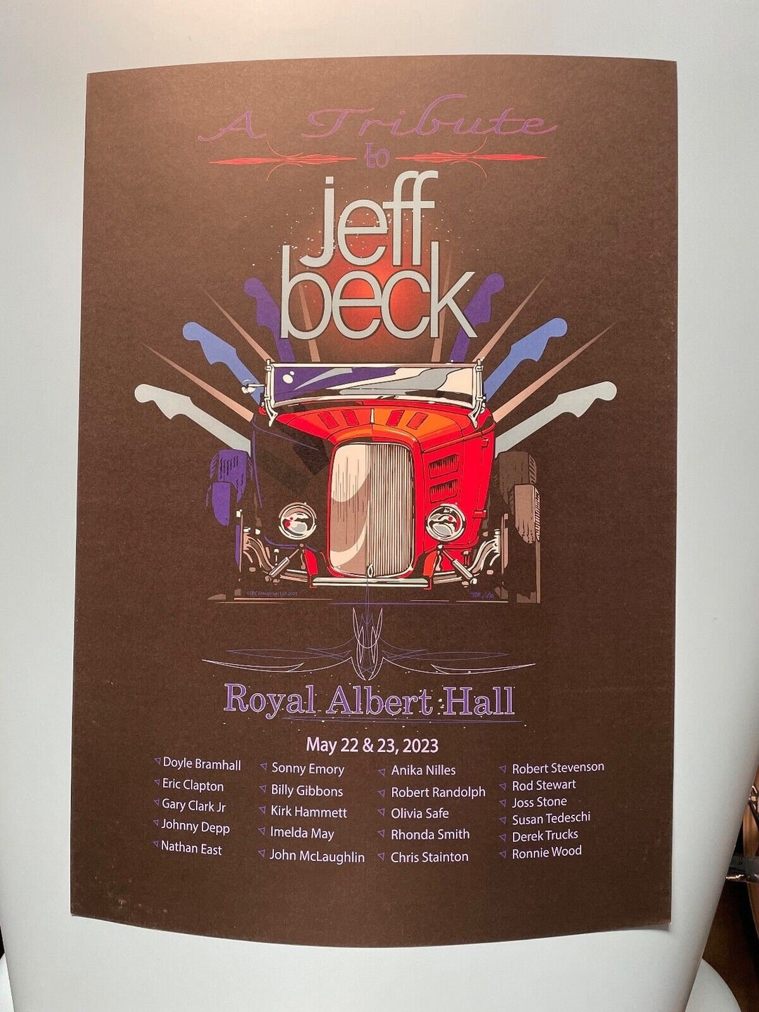Jeff Beck Tribute Concert Poster, Eric Clapton, Royal Albert Hall - Etsy