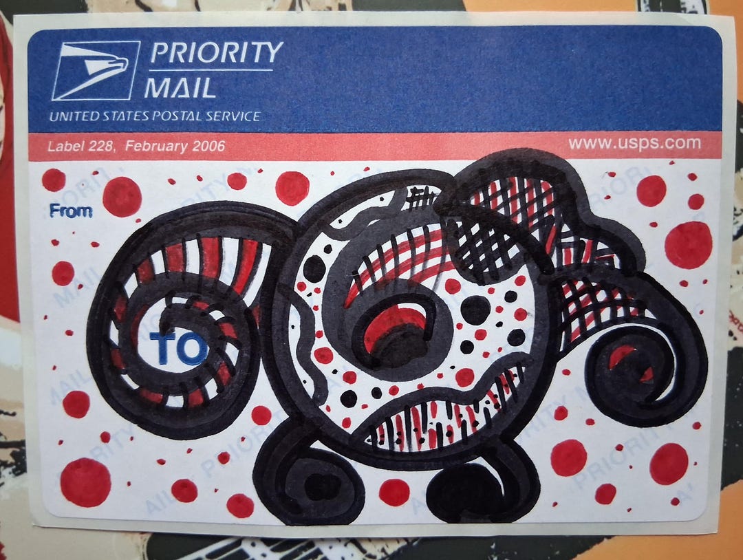USPS Priority Mail Label 228 Graffiti Street Art Sticker, Amoeba > 1/1 ...