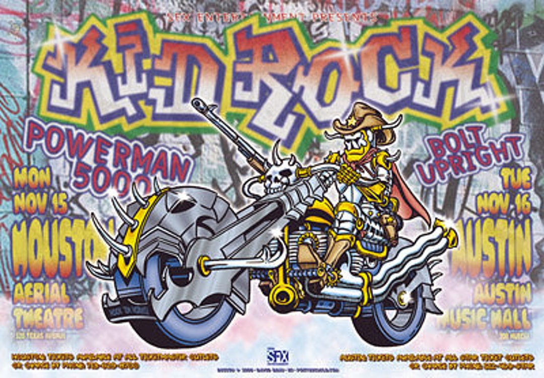 1999 Kid Rock Original Concert Poster for Shows in Austin & Houston by ...