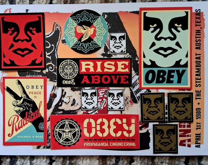 12 > Shepard Fairey Original OBEY Sticker Pack - Etsy