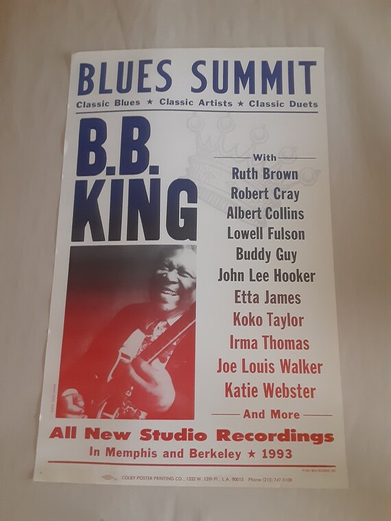 1993 BB KING Blues Summit Original Concert Poster Memphis TN - Etsy