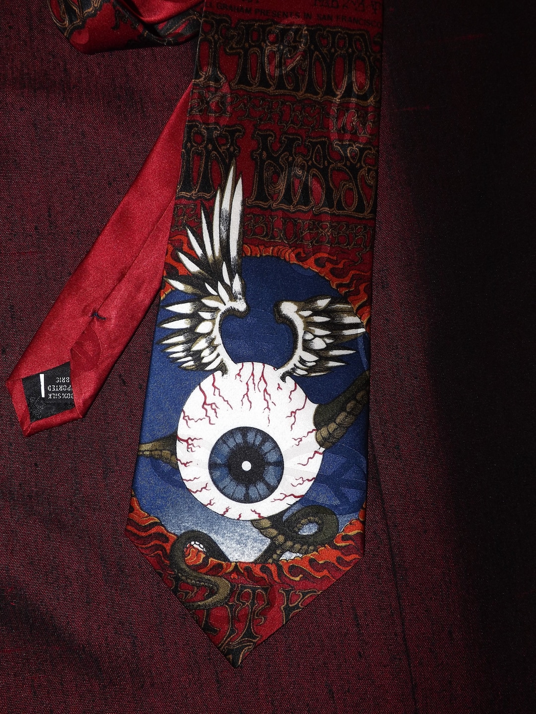 Bill Graham Fillmore Silk Tie, Hendrix Flying Eyeball Art, Rick Griffin ...