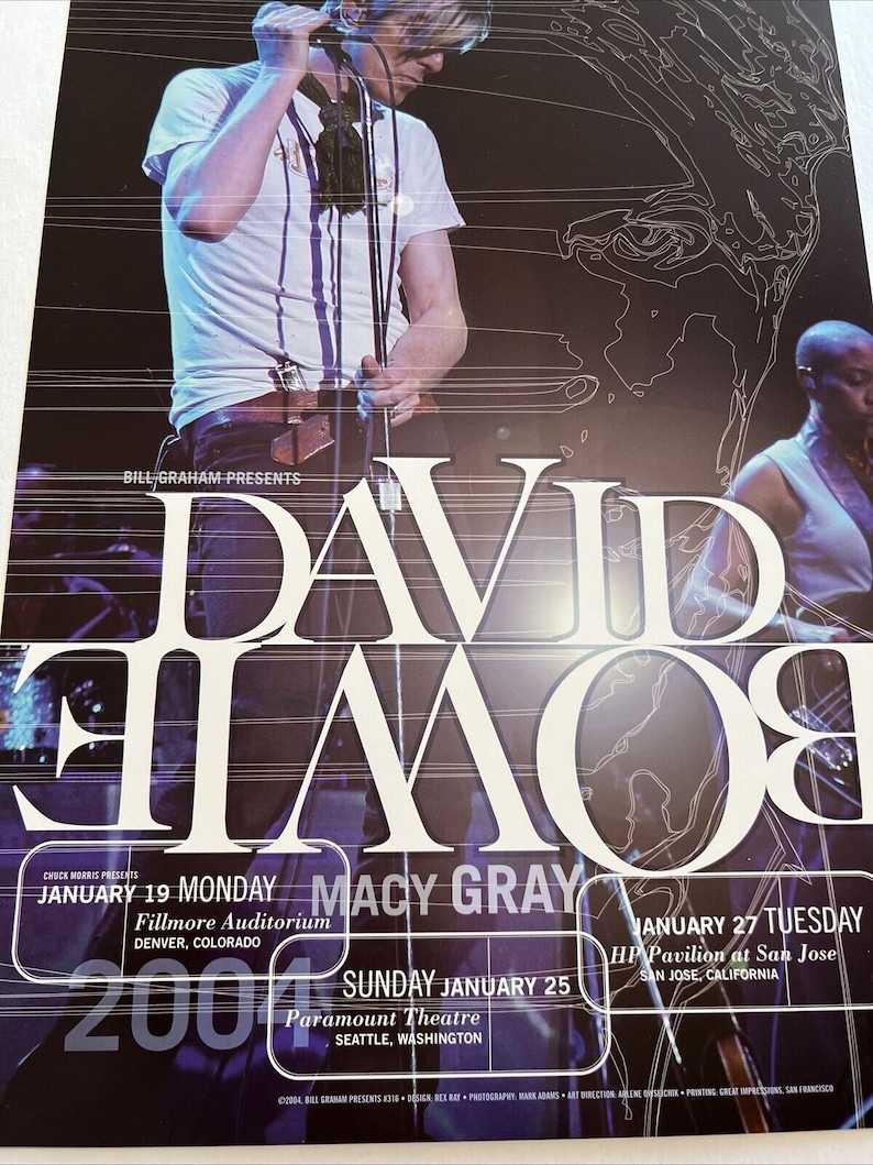 David Bowie Macy Gray 2004 Concert Poster, Fillmore Auditorium, Rex Ray ...