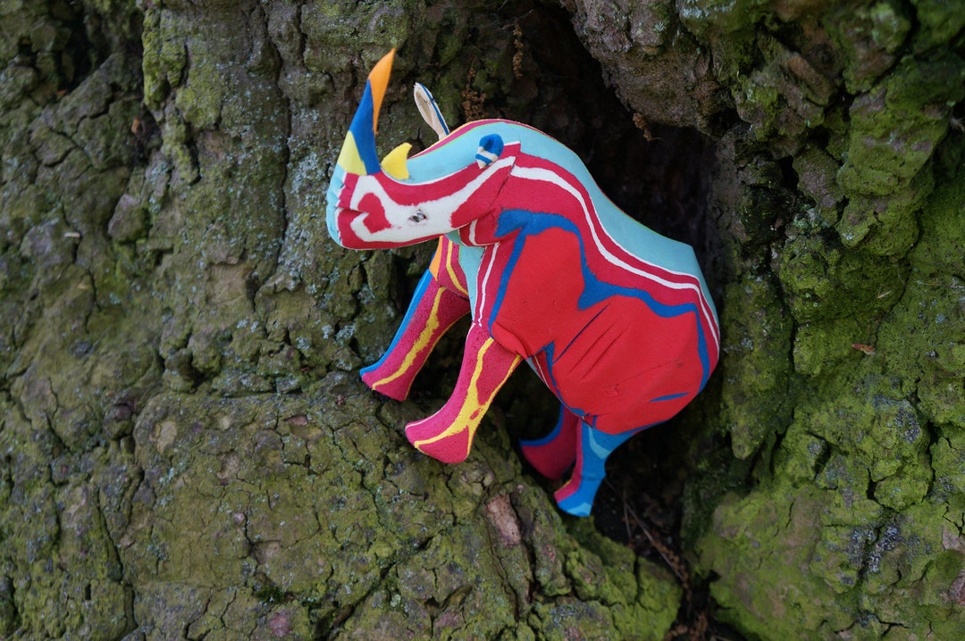 Upcycled Animal Sculpture, Rhino Made From Recycled Flip Flops, Animal ...