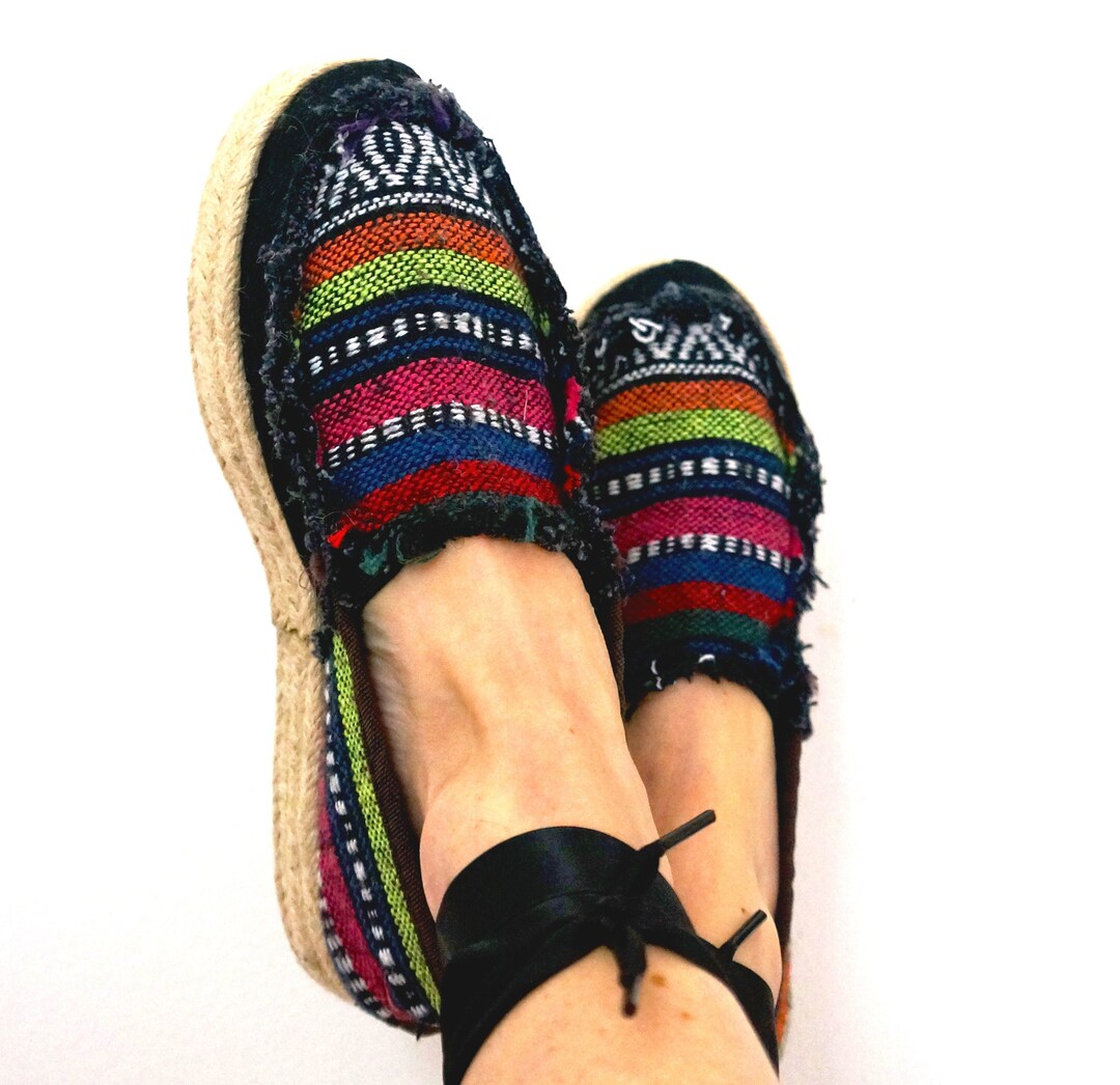 Reclaimed Cotton Espadrilles: Multi-colored Boho Summer Shoes - Etsy
